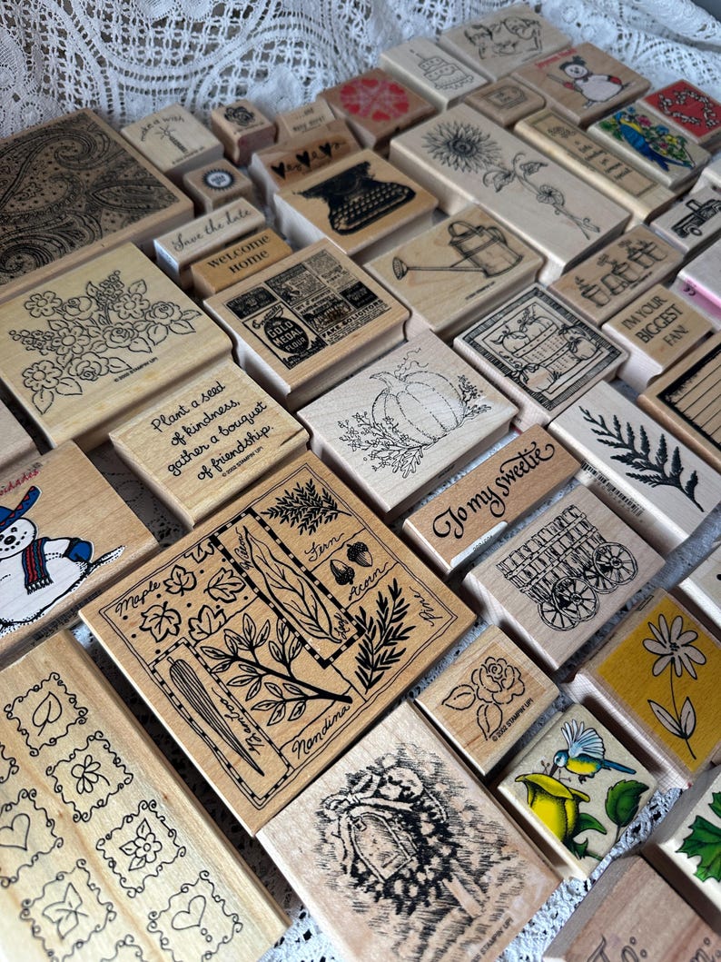 1lb of Vintage Wooden Stamps| Mystery Wooden Stamp Box| Scrapbooking ...