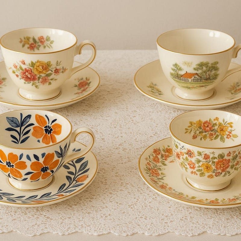 Antique Trio Tea Cups - Etsy