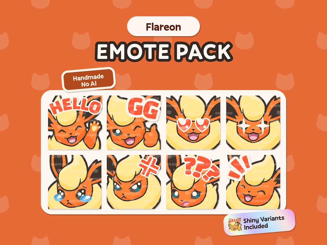 Flareon Pack – 8 Pokemon Emotes | Twitch, Discord, Youtube - Etsy