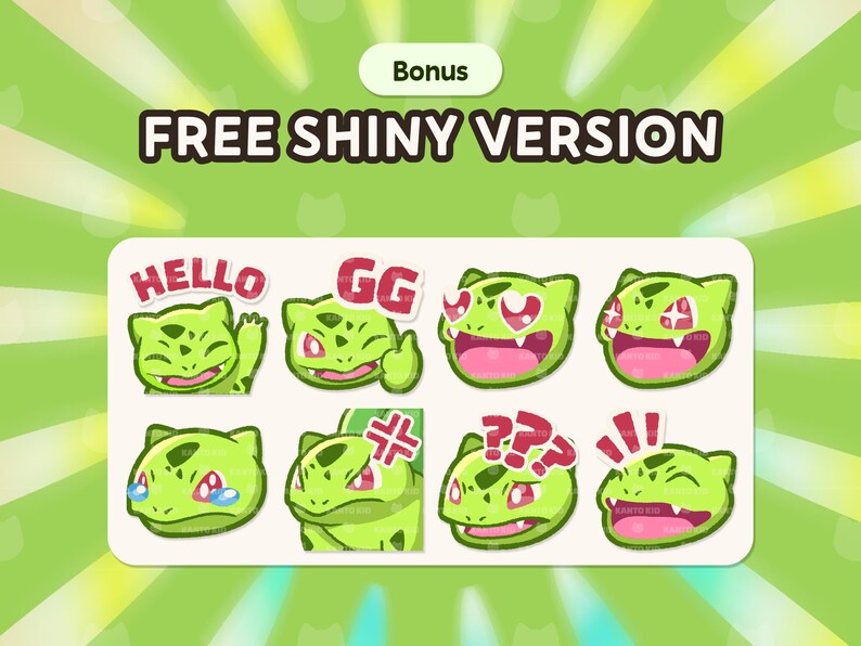 Bulbasaur Pack – 8 Pokemon Emotes | Twitch, Discord, Youtube - Etsy
