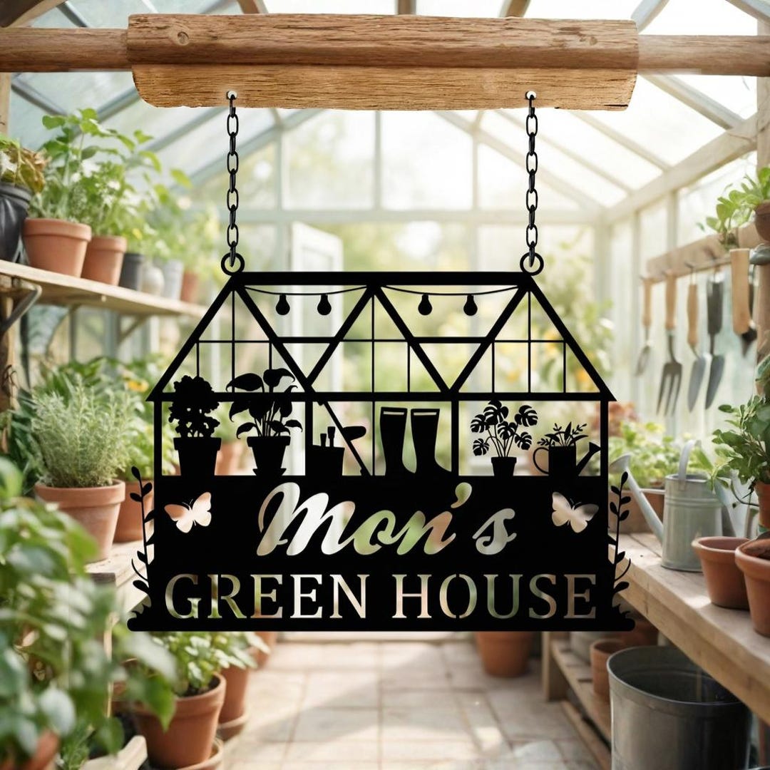 Custom Greenhouse Sign,plant House Sign,greenhouse Name Metal Sign,back ...