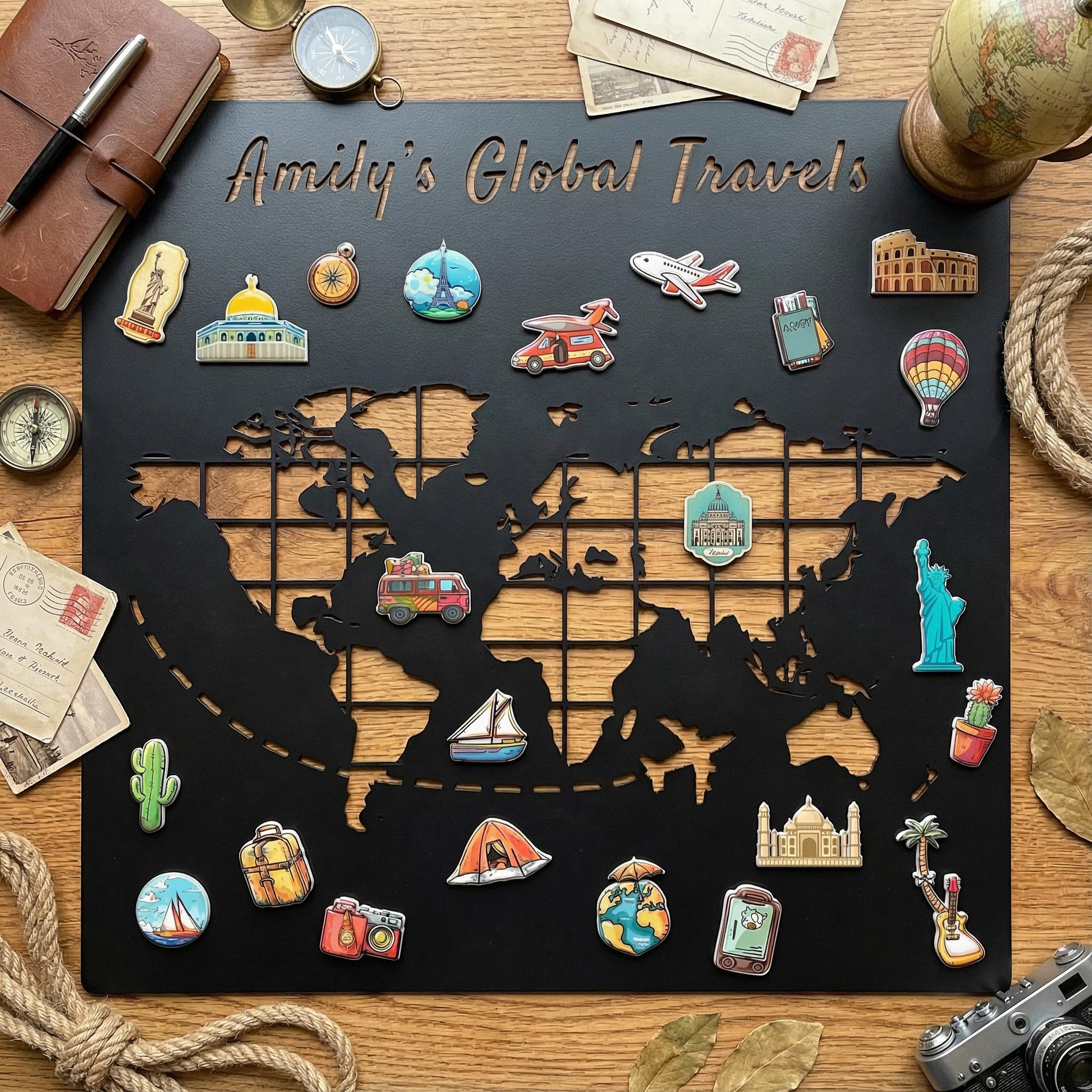 Magnetic World Map Display,metal Board,personalized Travel Map Board ...