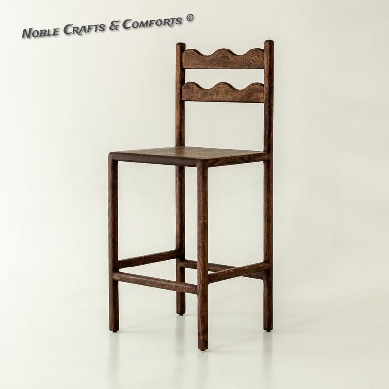 Charlie Oak Wood Counter Stool. - Etsy