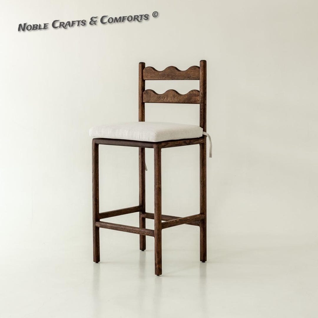 Charlie Oak Wood Counter Stool. - Etsy