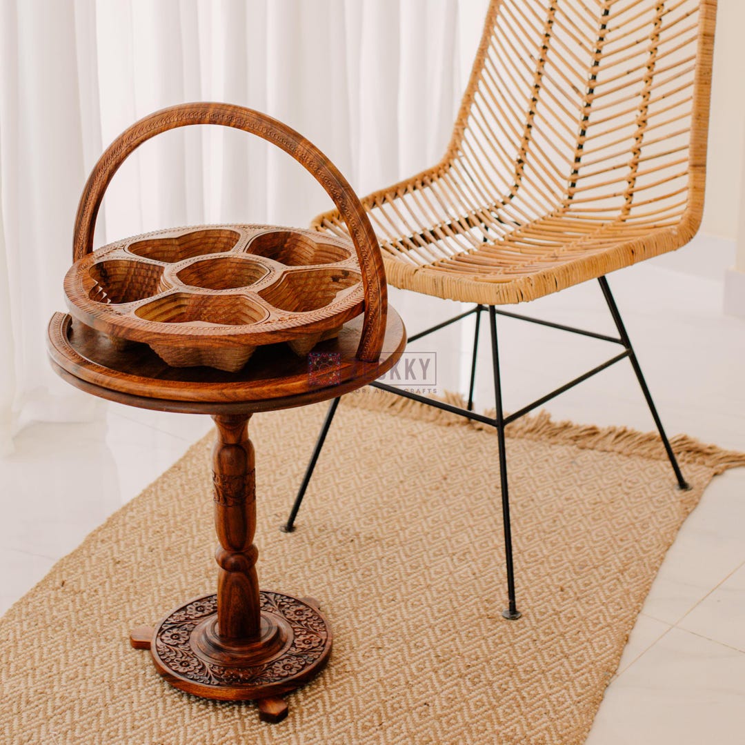 Handmade Folding Wood Table Basket, Portable Tea Time Serving Stand - Etsy