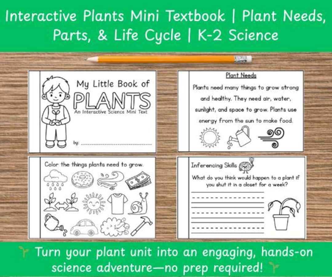 Interactive Plants Mini Textbook | Plant Needs, Parts & Life Cycle | K ...