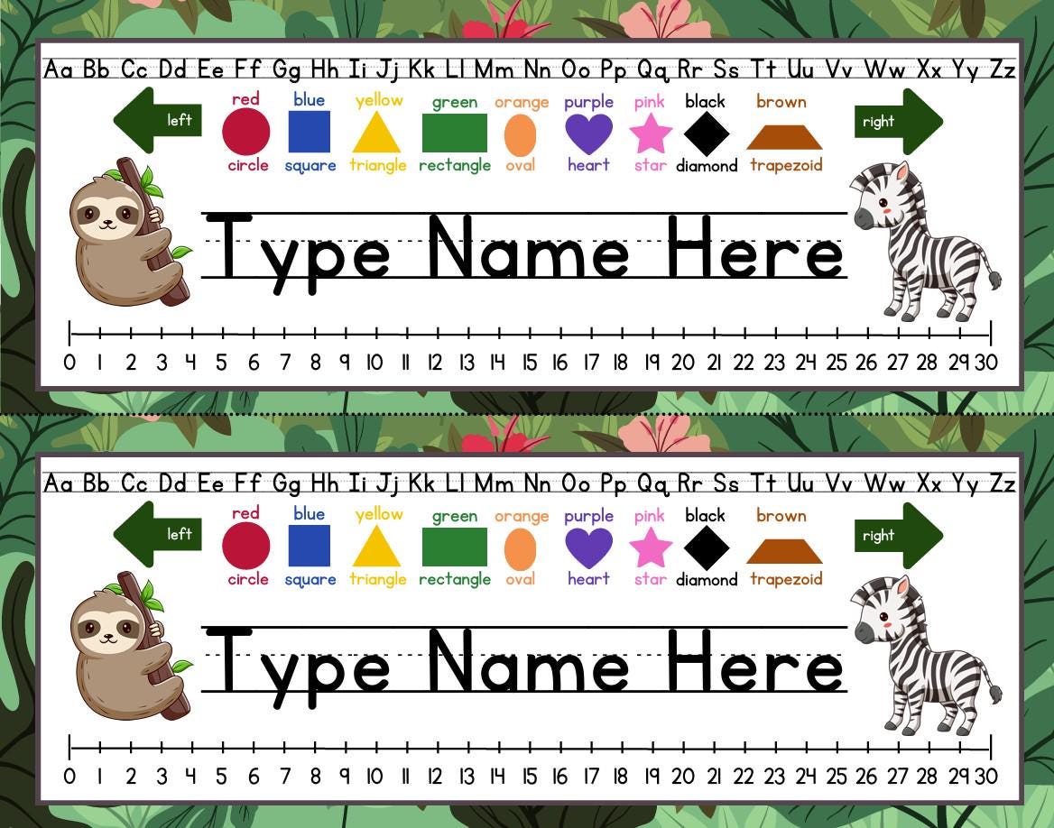 Jungle Theme Student Desk Name Plate Editable in Canva - Etsy