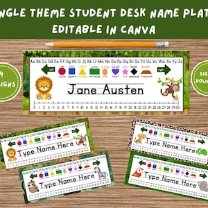 Jungle Theme Student Desk Name Plate Editable in Canva - Etsy