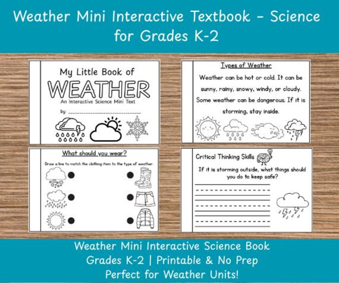 Weather Mini Interactive Textbook – Science for Grades K-2 - Etsy