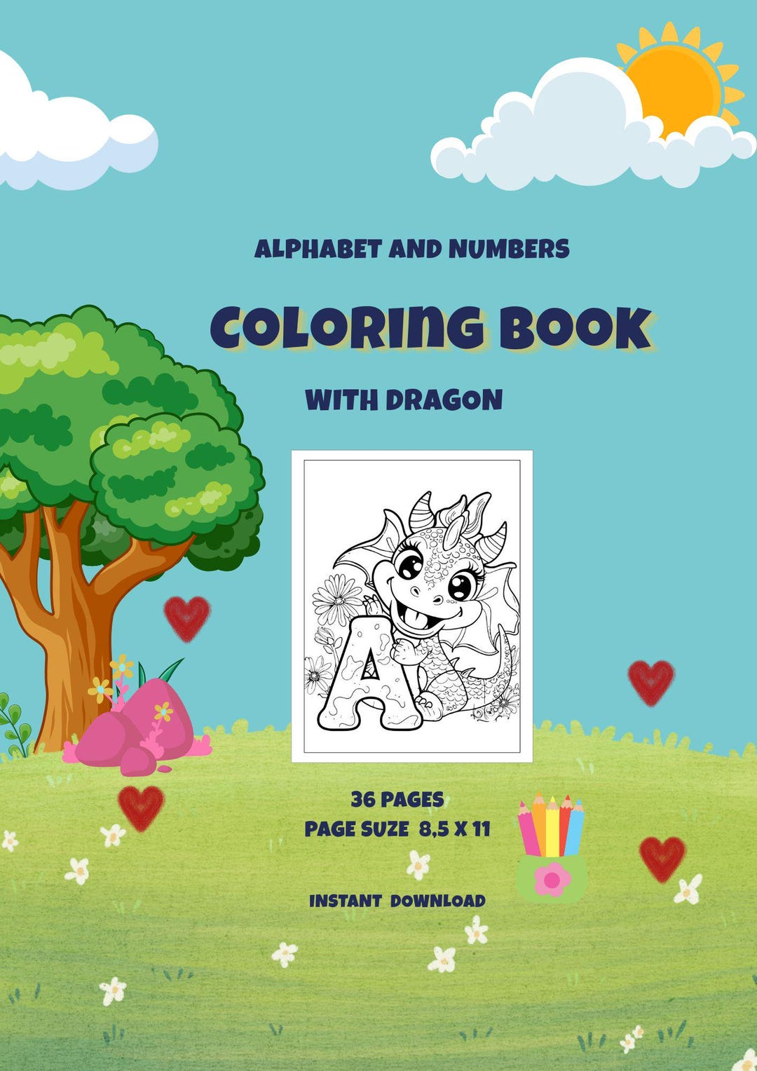 Dragon Alphabet Coloring Book Printable for Kids | A-Z Letters, Numbers ...
