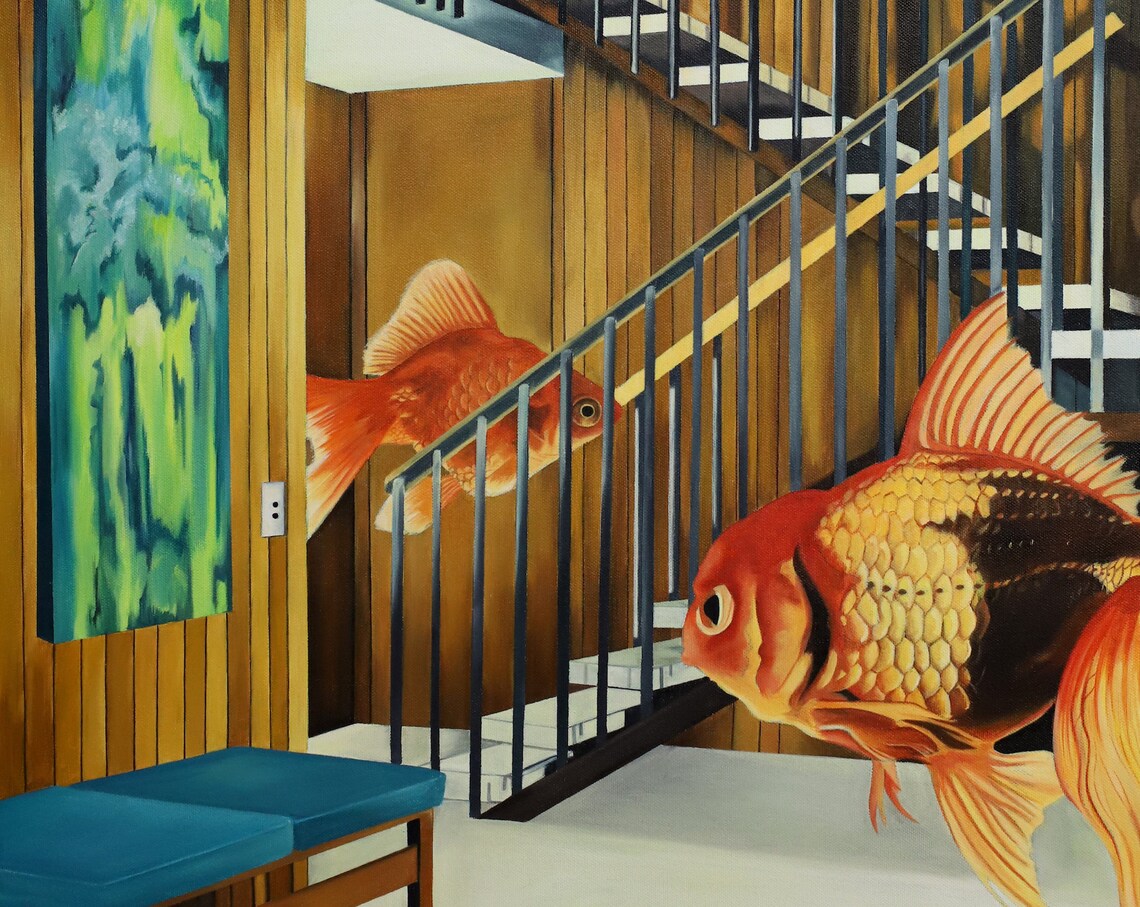 Art Print Oil Painting Goldfish Surrealism Home Decor - Etsy