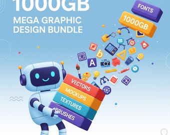 1000GB Mega Graphic Design Bundle | Png, Svg, PSD, AI, JPG | Commercial ...