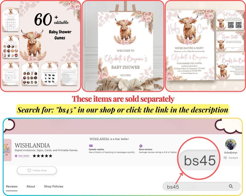Gable Box Label Baby Shower Highland Cow, Party Favor Box Labels ...