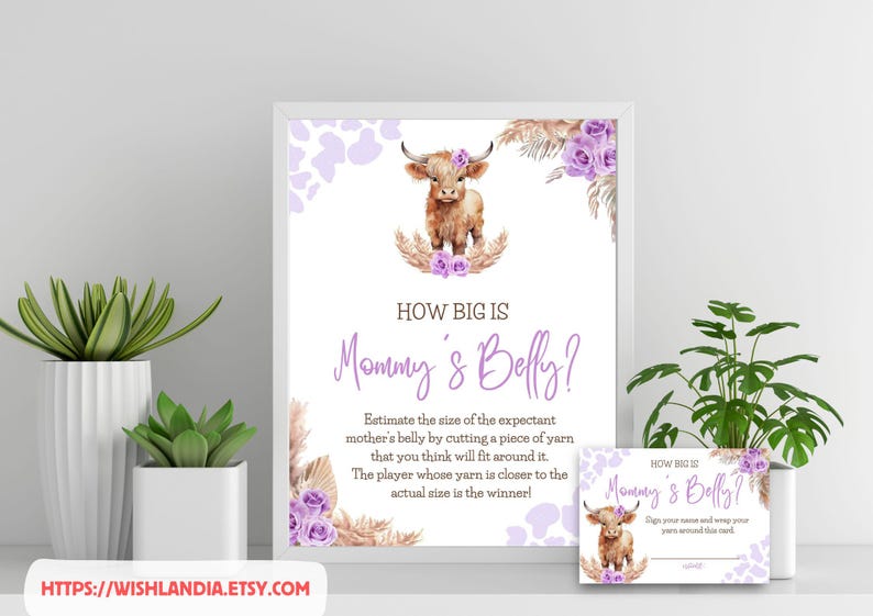 Editable Purple Baby Shower Game Bundle Highland Cow, 60+ Funny Games ...