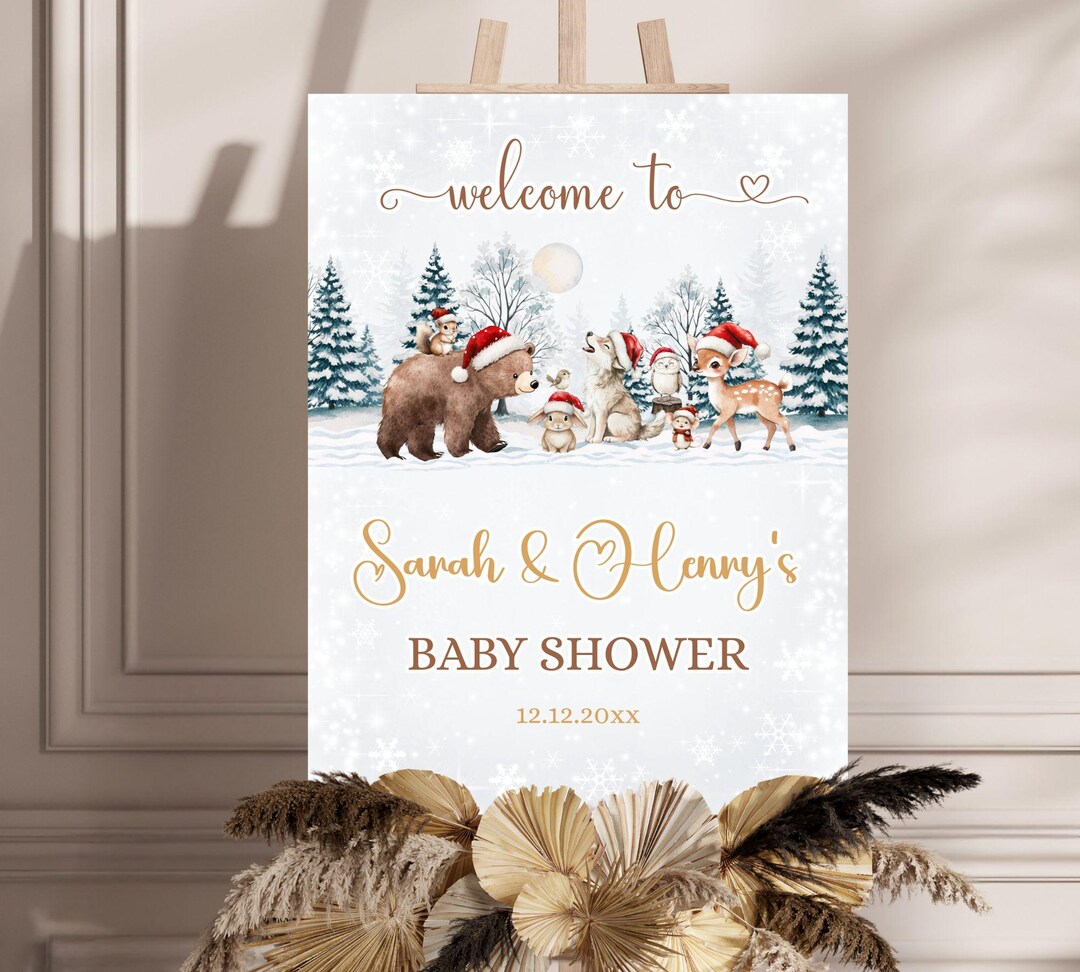 Winter Woodland Welcome Sign Baby Shower, Baby Its Cold Outside Large ...