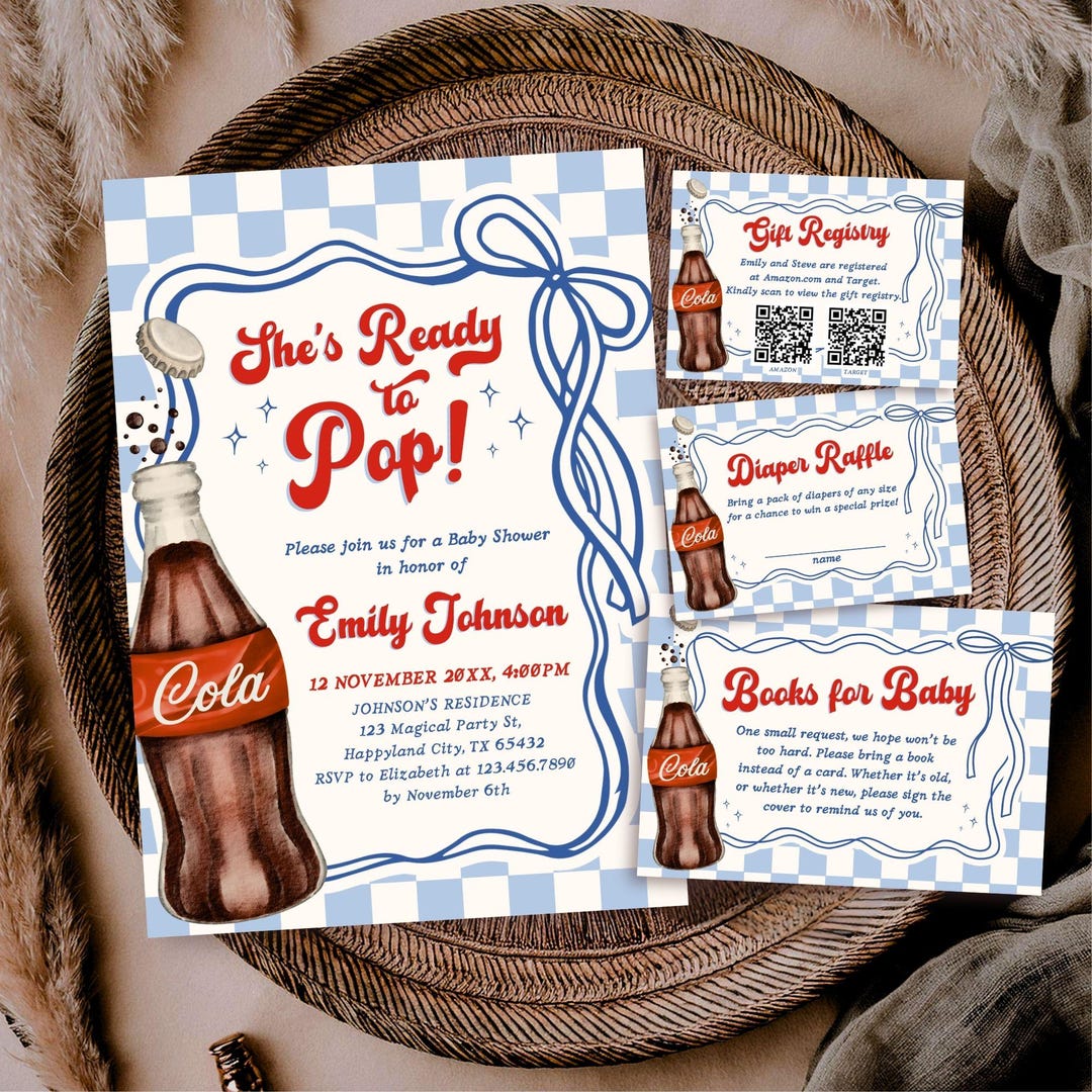 She's Ready to Pop Invitation Bundle Baby Shower, Soda Pop Theme ...