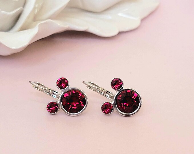Swarovski Ruby Red Mickey Crystal Earrings- Ruby Mouse Earrings, Ruby ...
