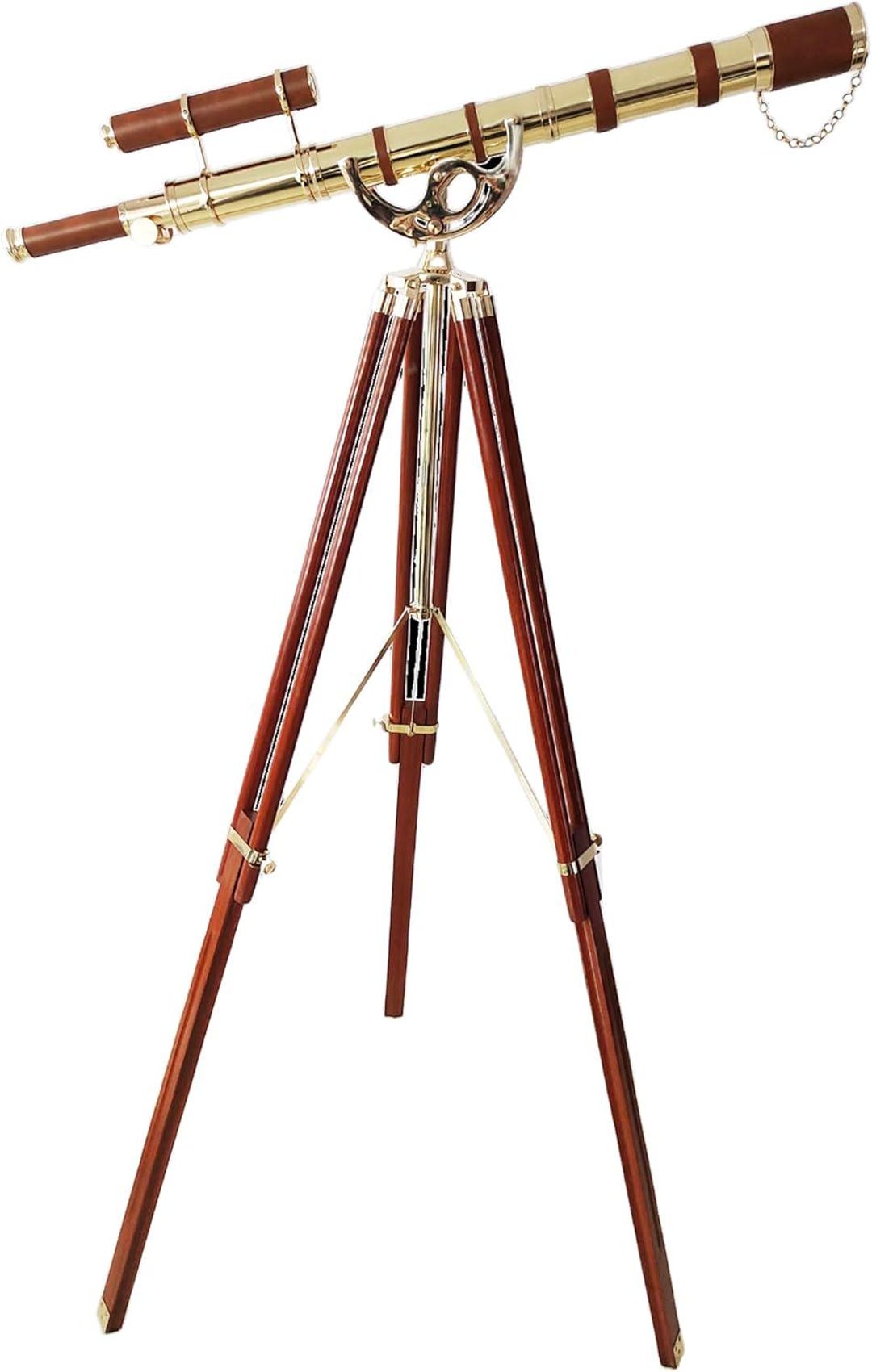 Floor Telescope Shiny Finish Double Barrel Collectibles Wooden ...