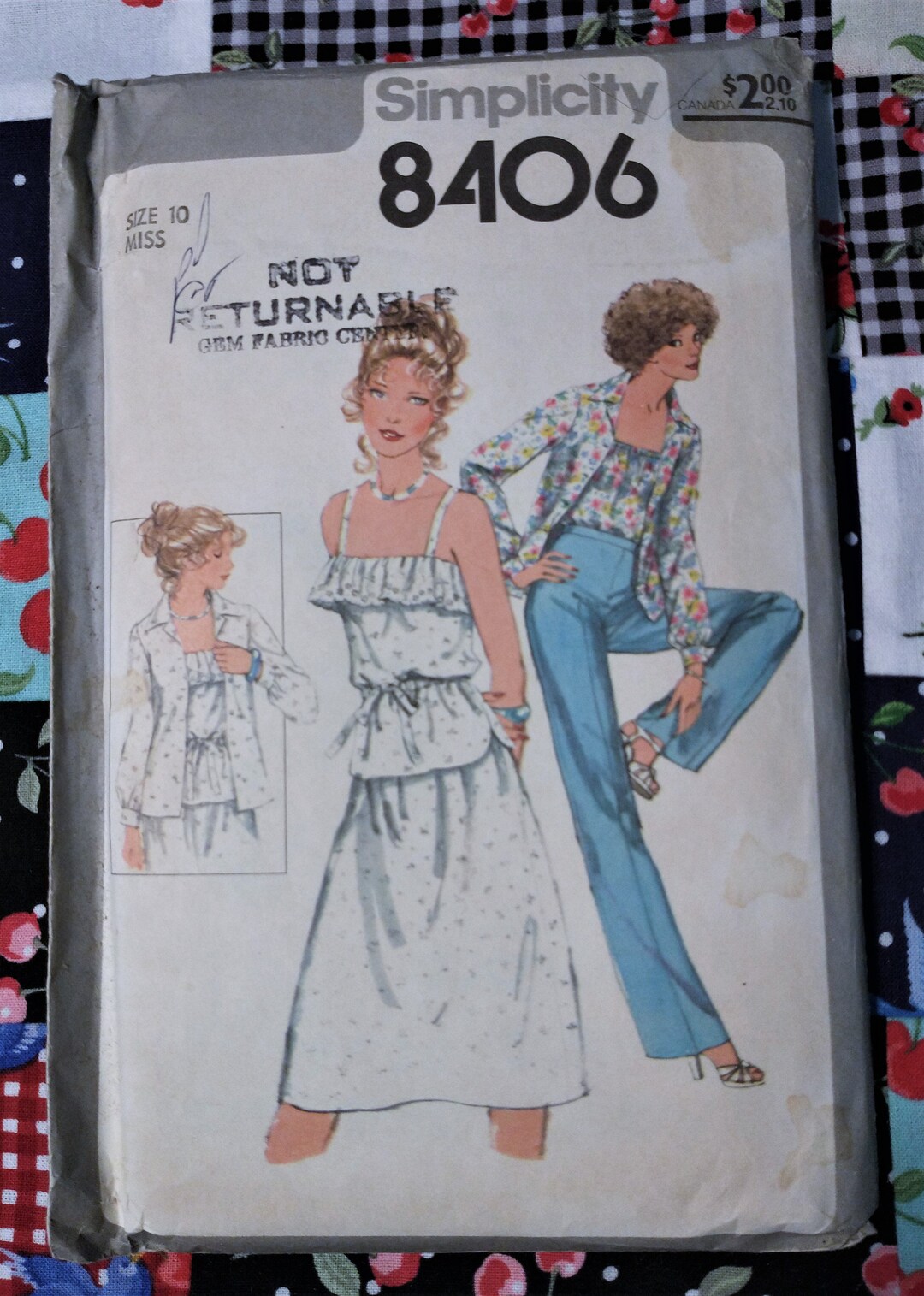 Simplicity 8406 Misses Unlined Shirt-jacket, Pants, Skirt and Top 1977 ...