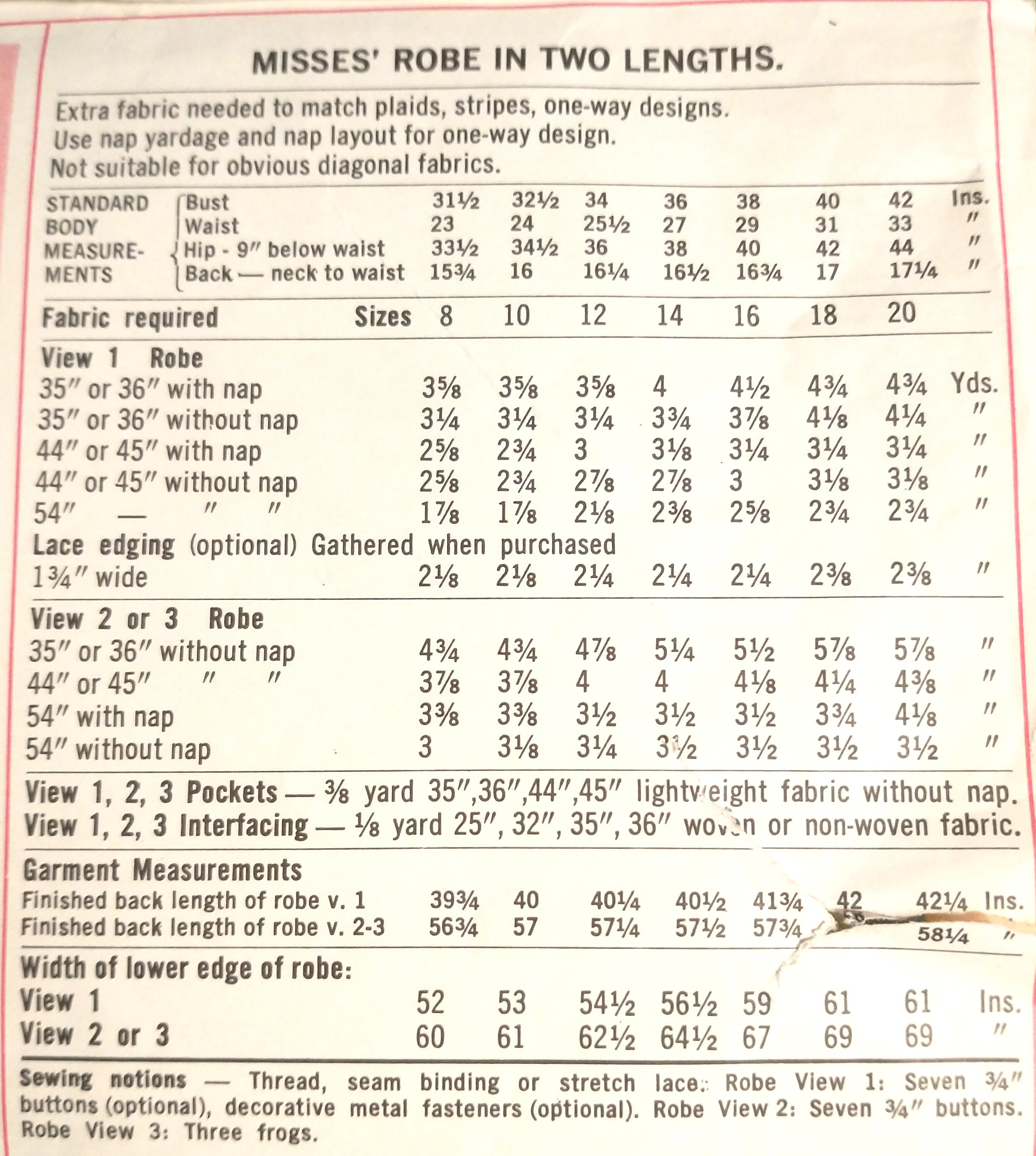 Vintage 1969 A line robe or house dress in two lengths SZ 10 Misses ...