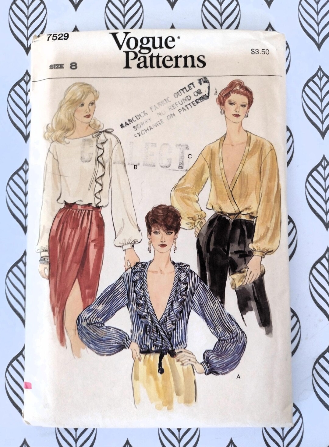 Vogue Pattern 7529 Misses Blouse 1979 Size 8 Cut, Complete - Etsy