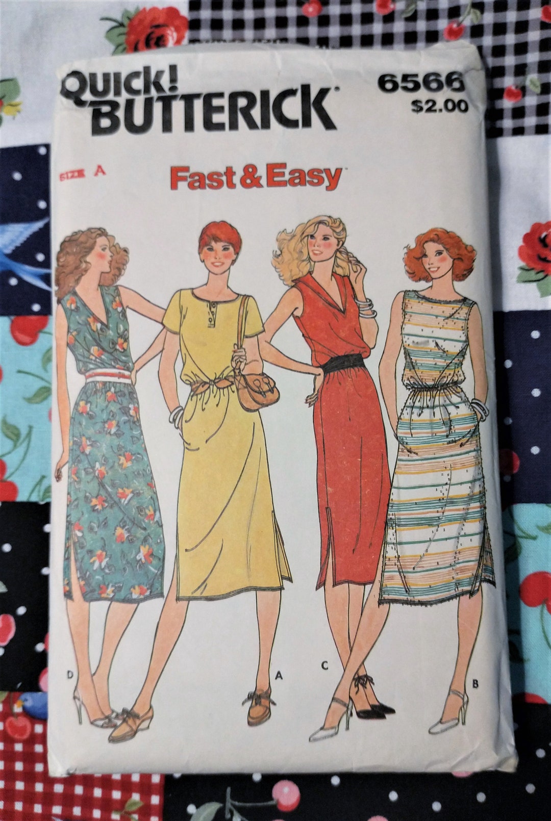 Butterick 6566 Misses' Kleid Anfang der 80er Jahre Größe A 8-10-12 ...