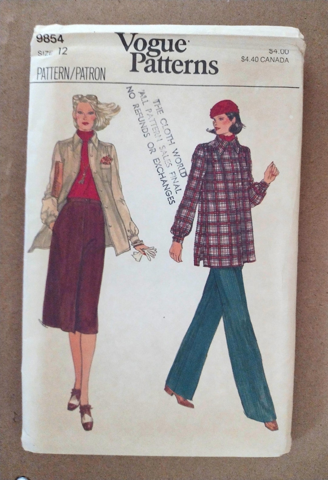 Vogue 9854 Misses' Jacket, Skirt and Pants 1970s Size 12 - Etsy