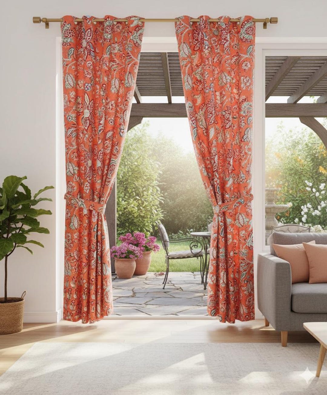 Hand Block Print Cotton Curtains – Indian Floral Drapes, Set of 2 - Etsy