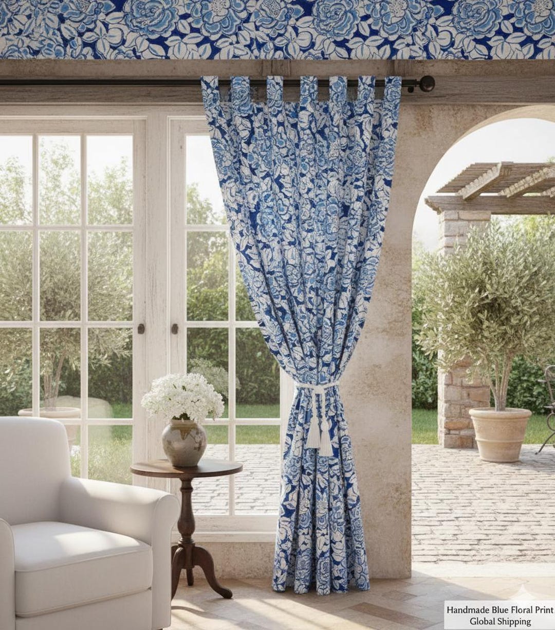 Hand Block Print Cotton Curtains – Floral Boho Farmhouse Decor (set of ...