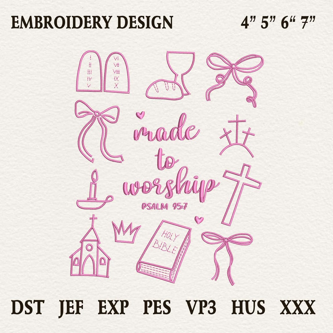 Made to Worship Embroidery Design, Christian Faith Embroidery File ...
