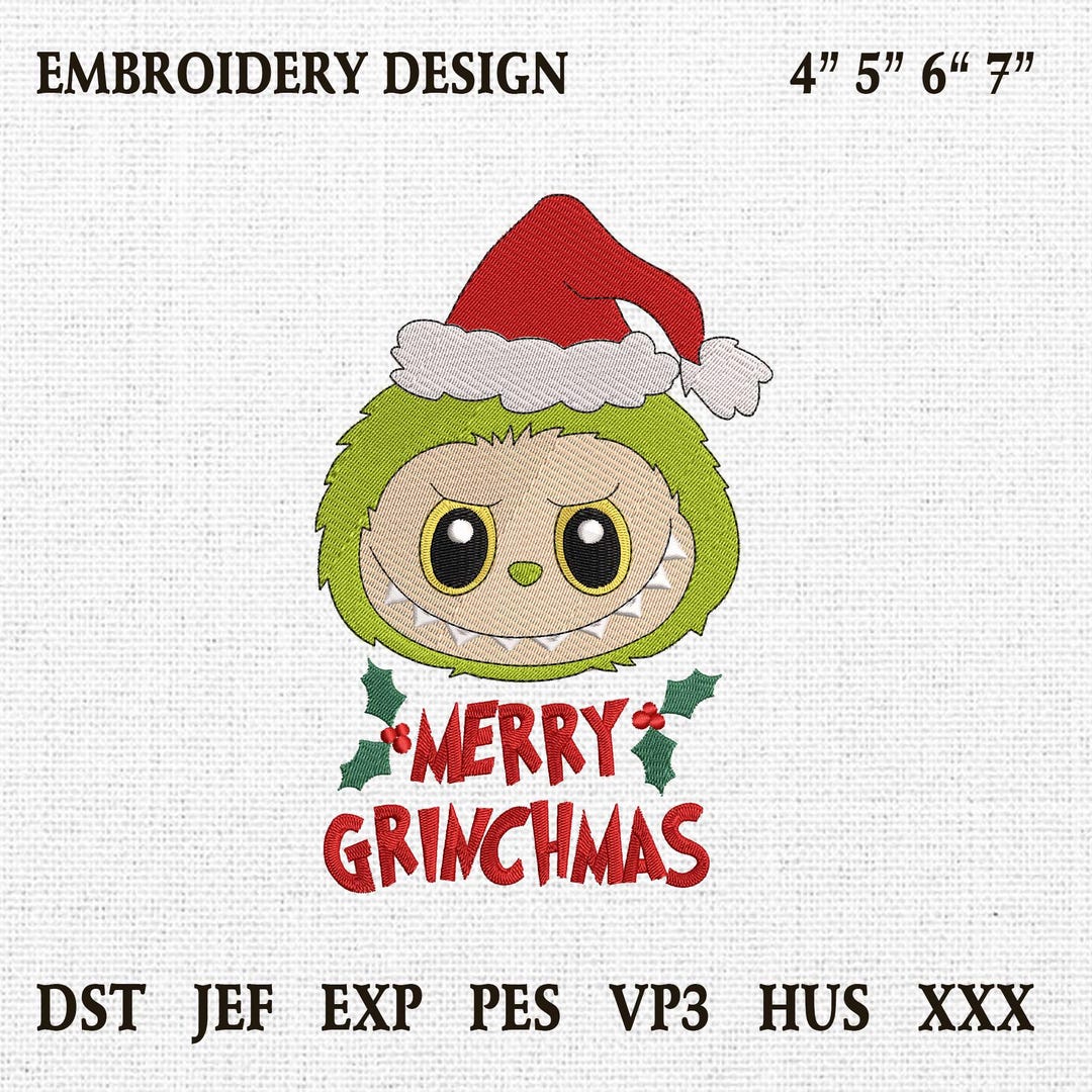 Christmas Labubu Embroidery, Cute Christmas Character Embroidery ...