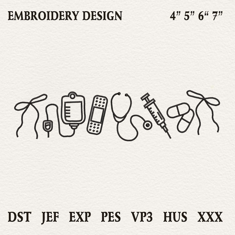 Nurse Icons Embroidery Design | Nurse Doctor Stethoscope Bandage ...