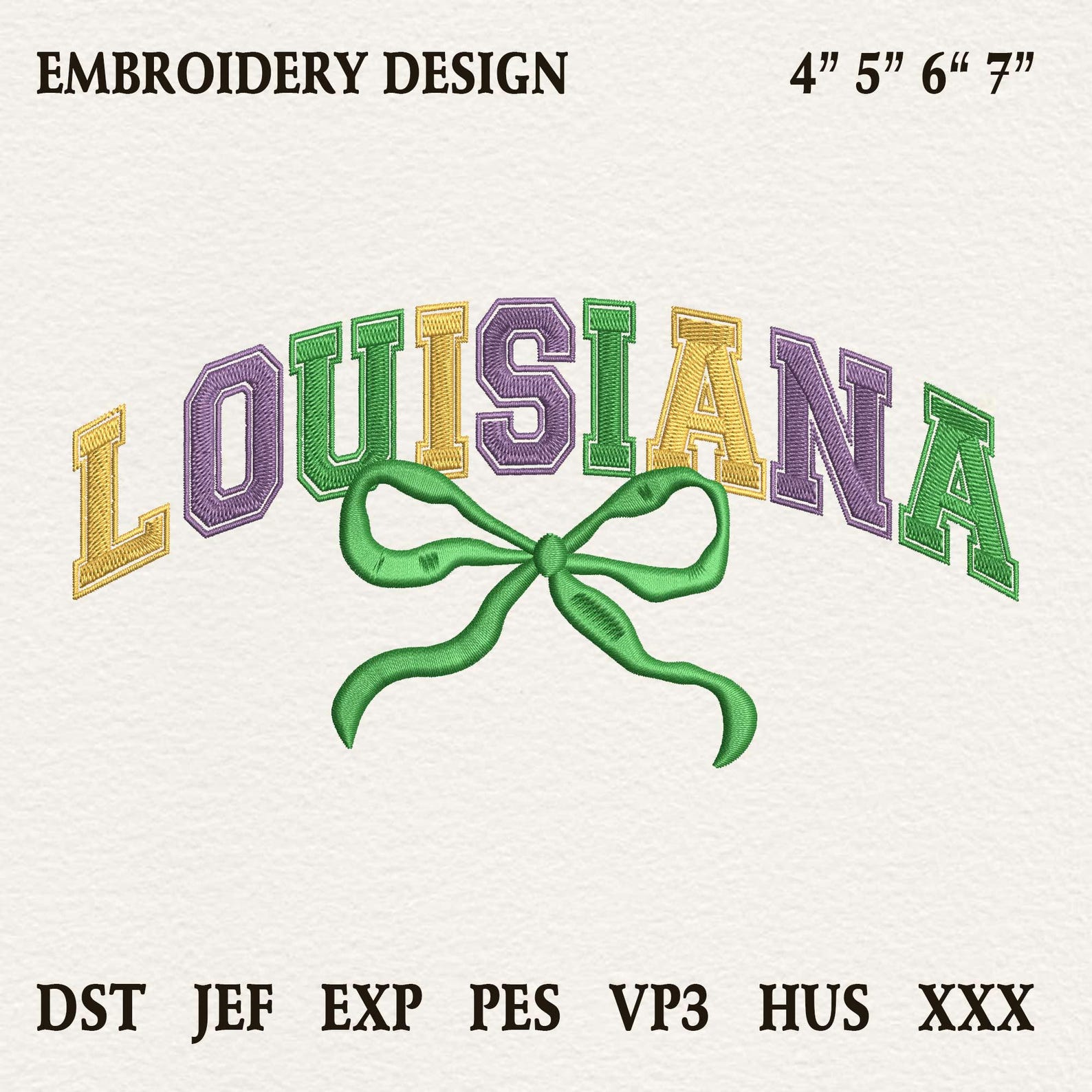 Louisiana Embroidery Design, Mardi Gras Machine Embroidery, Louisiana ...