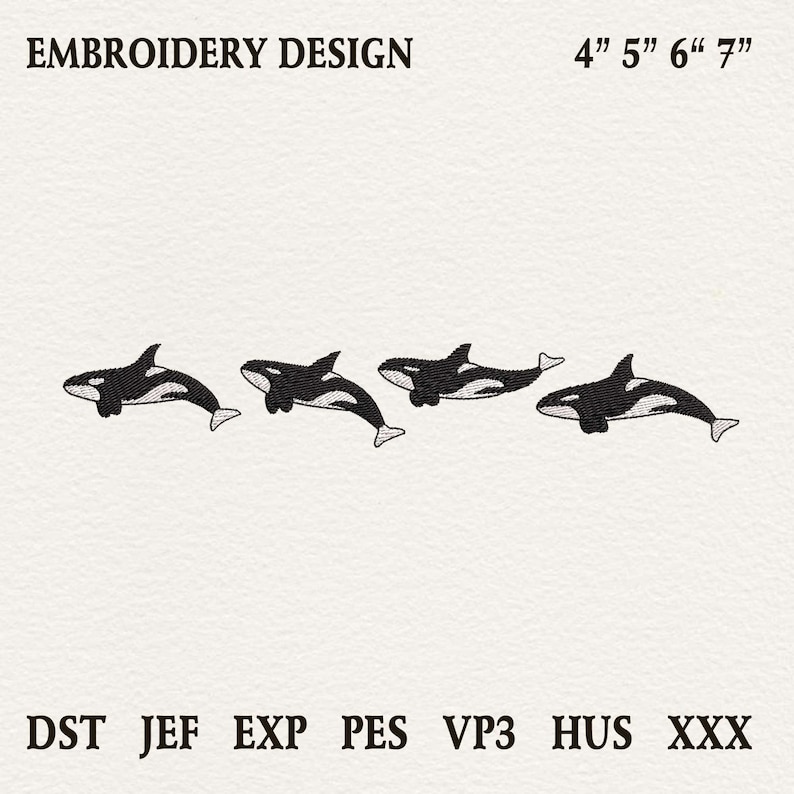 Orca Whales Embroidery Design, Killer Orca Whale Machine Embroidery ...
