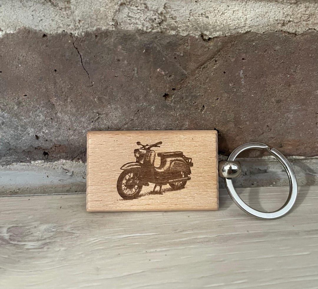 Wooden Key Ring With "schwalbe" Engraving - Engraved on One Side, GDR ...