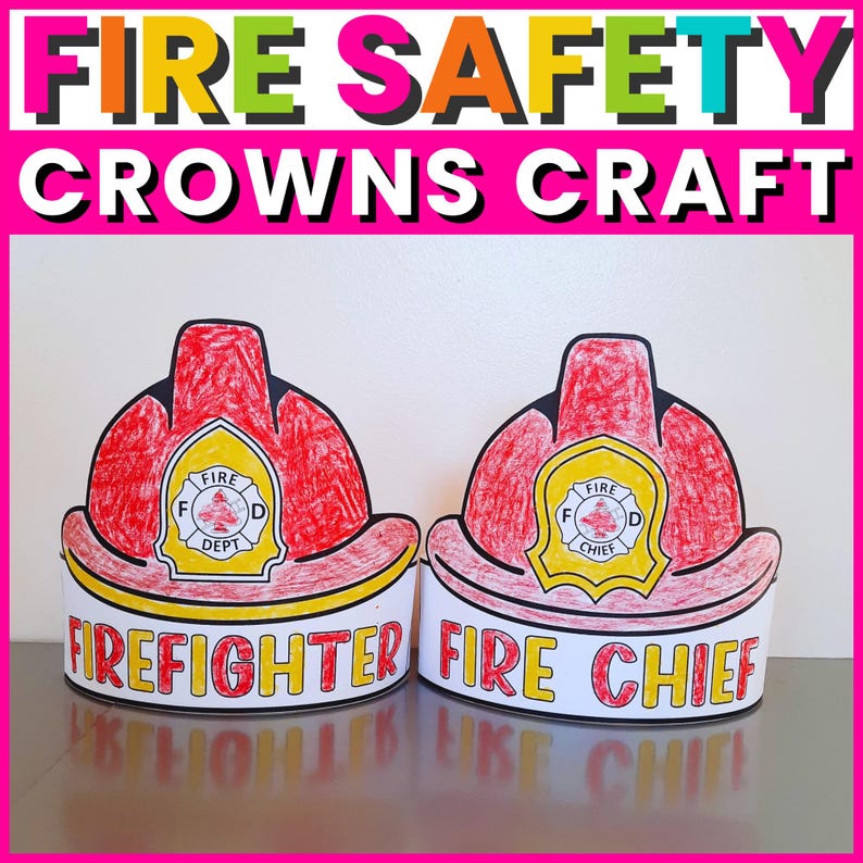 Fire Safety Week Crafts : Firefighter Helmet Hat Crown, Fire Prevention ...