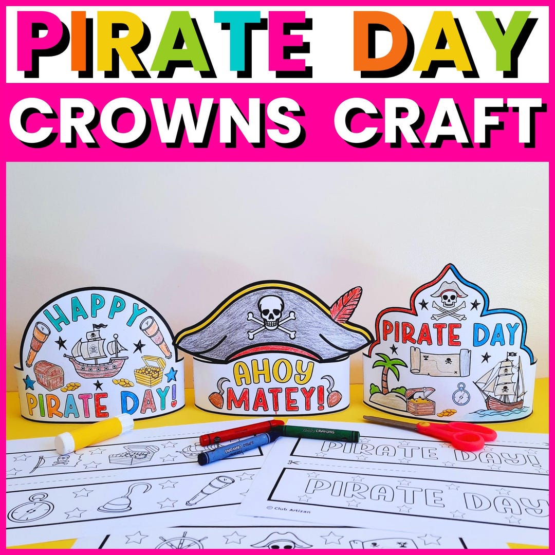 Pirate Day Crown Templates Craft, Pirate Hat Headband Coloring Pages ...