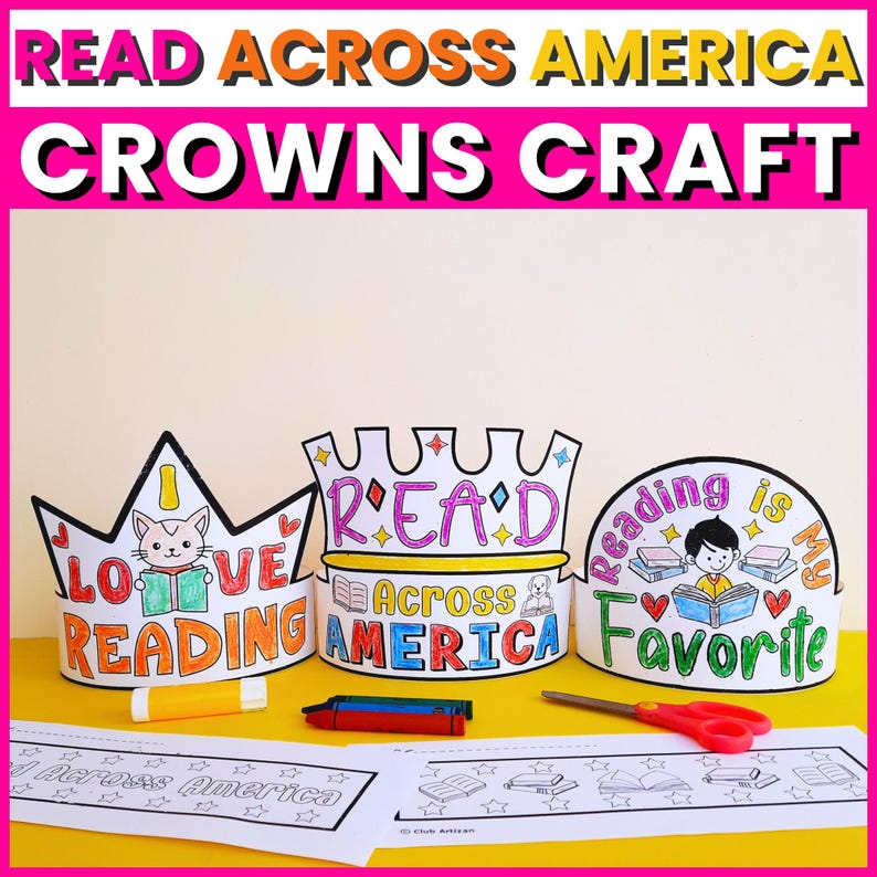 Read Across America Day Crown Craft, Reading Hat Headbands Coloring ...
