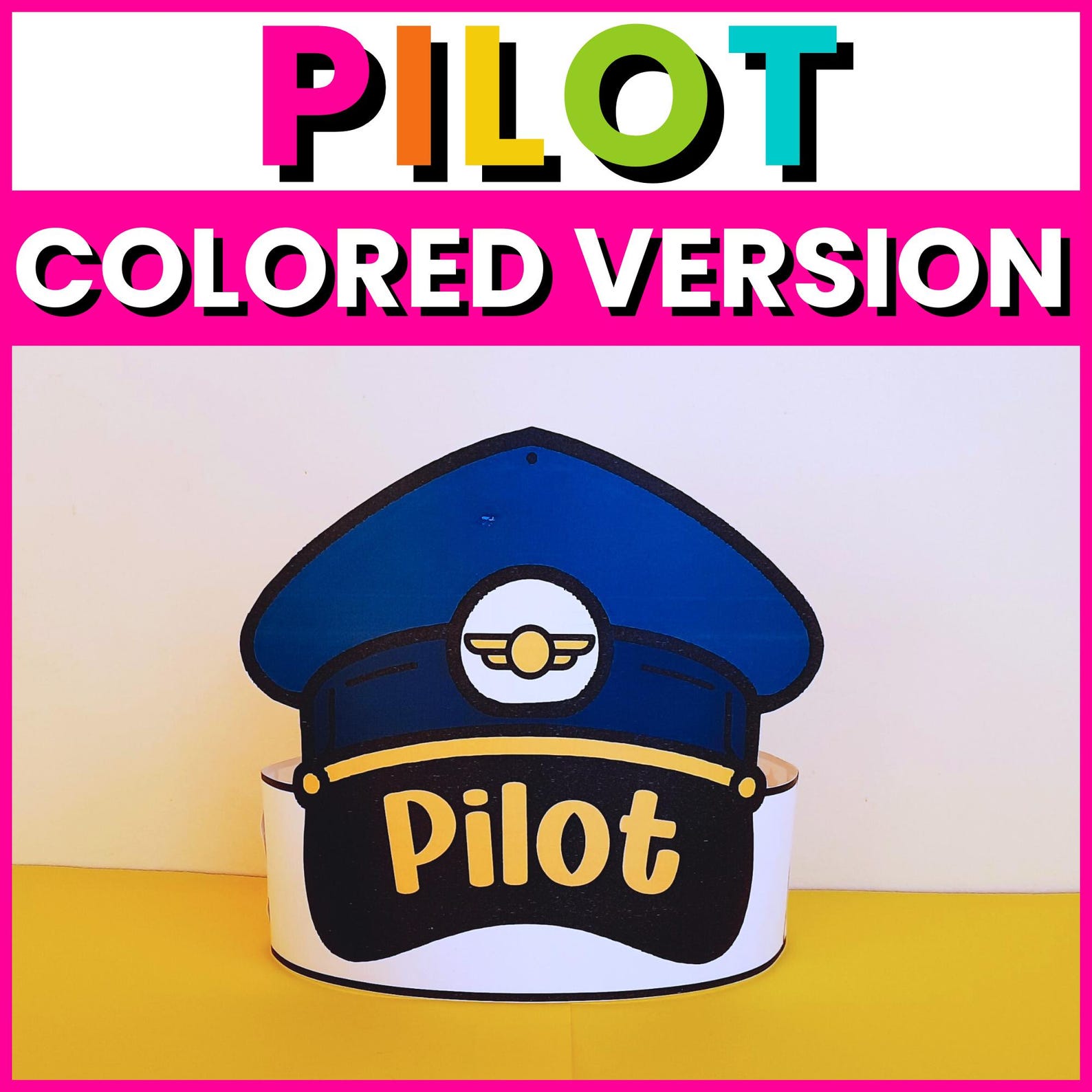 Printable Pilot Hat Crown Craft: Labor Day Community Helpers Hats ...