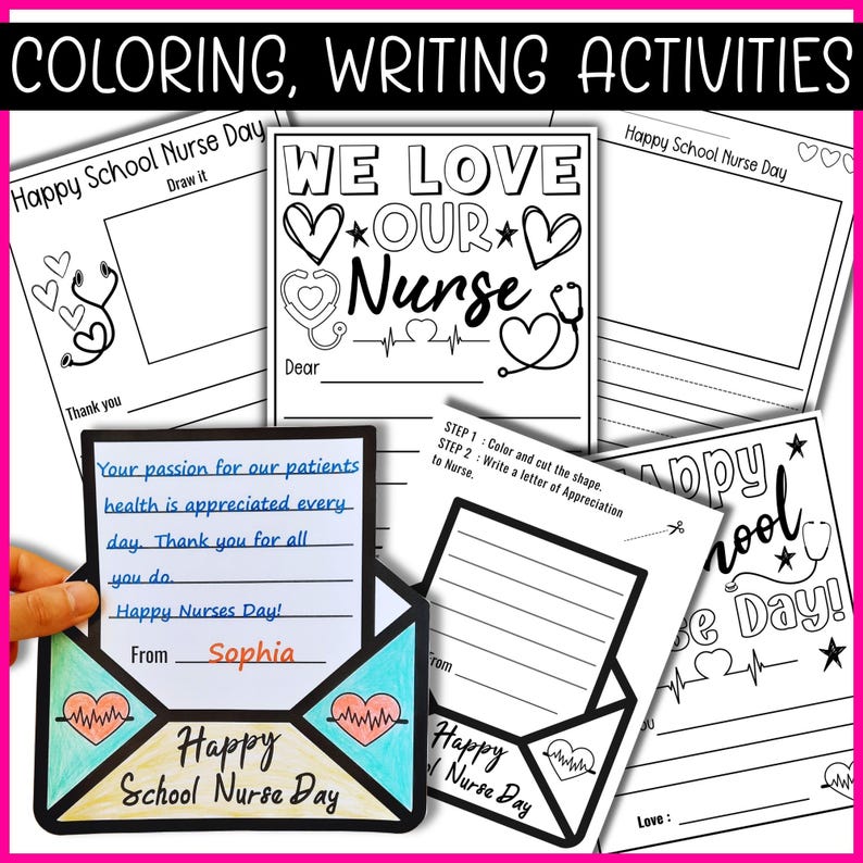 Nurse Appreciation Day Thank You Cards, School Nurse Week Coloring ...