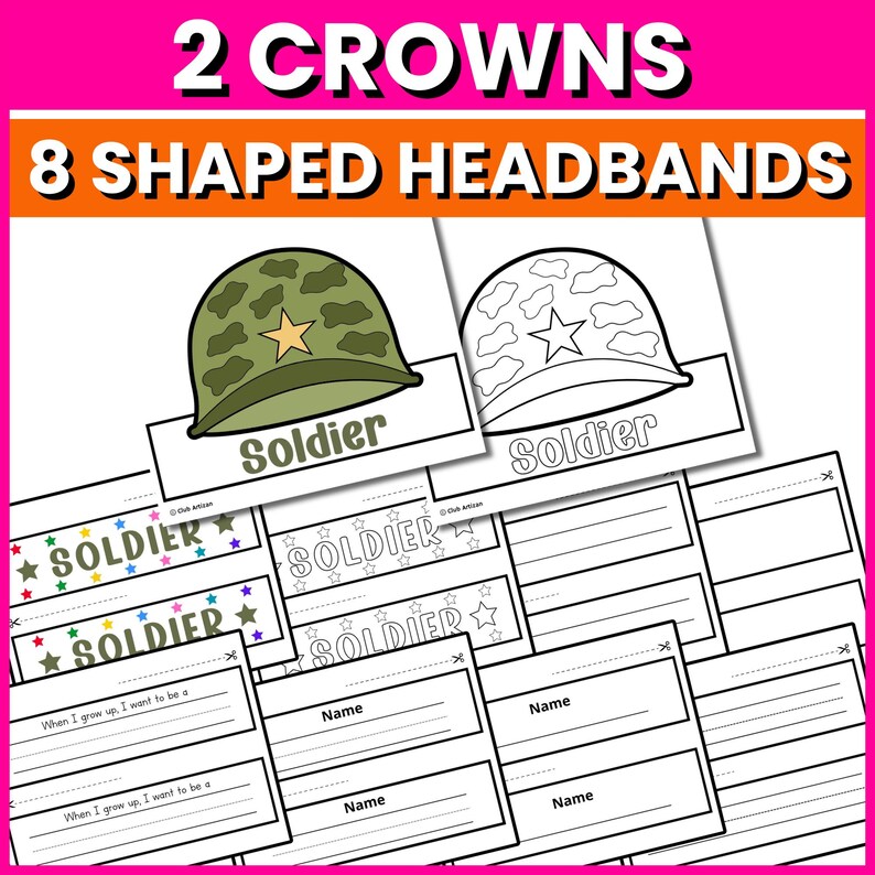 Printable Soldier Hat Crown Craft: Labor Day Community Helpers Hats ...