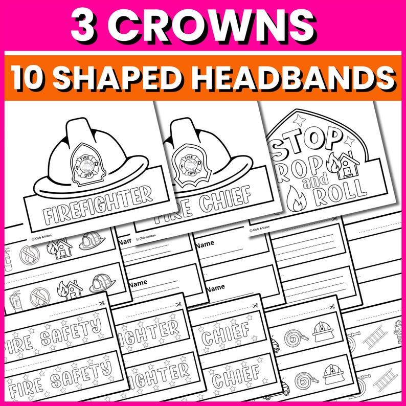 Fire Safety Week Crafts : Firefighter Helmet Hat Crown, Fire Prevention ...