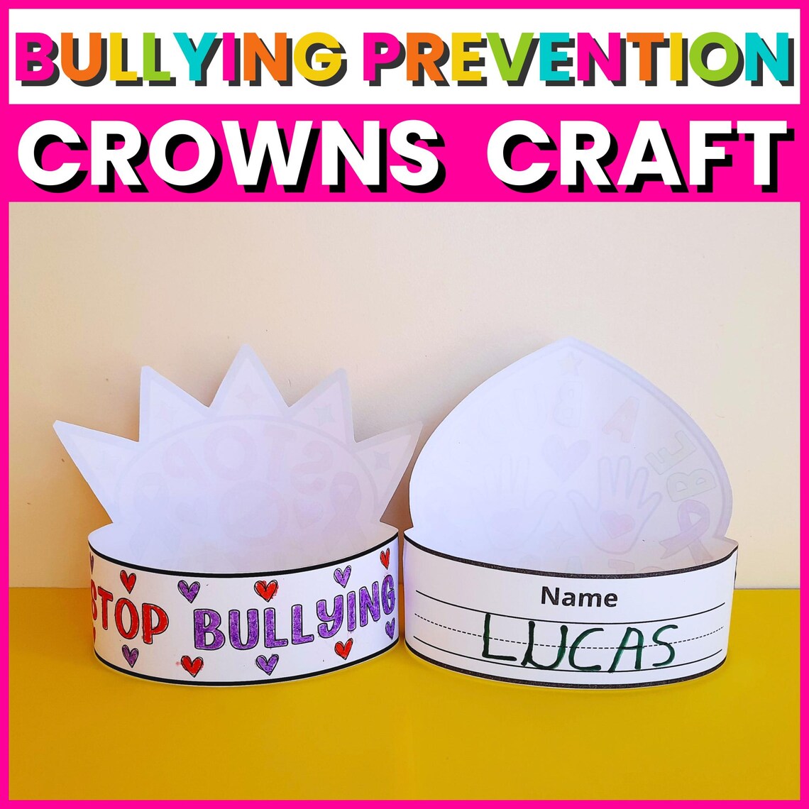Bullying Prevention Month Crown Hat Craft, Anti Bullying Coloring Pages ...