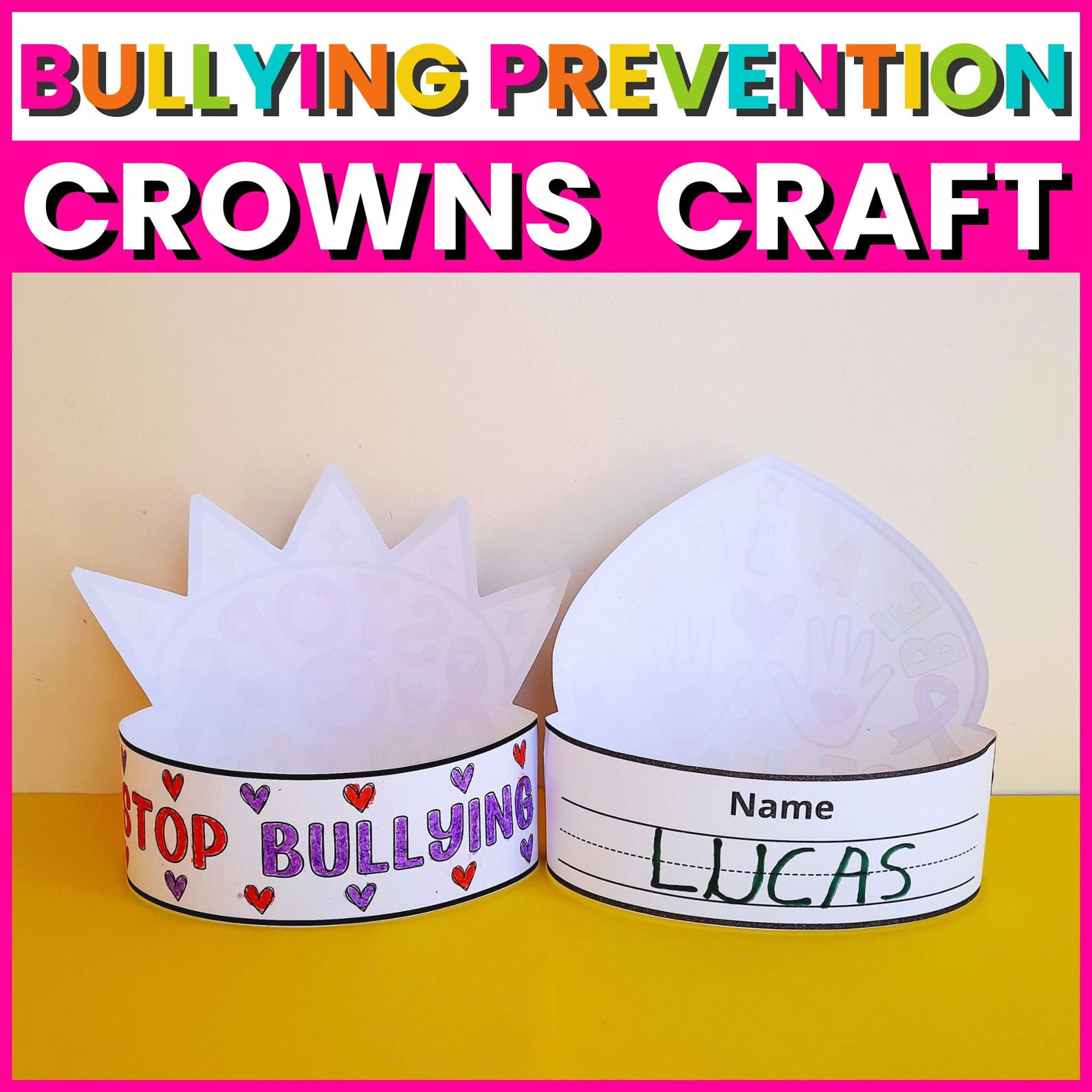 Bullying Prevention Month Crown Hat Craft, Anti Bullying Coloring Pages ...