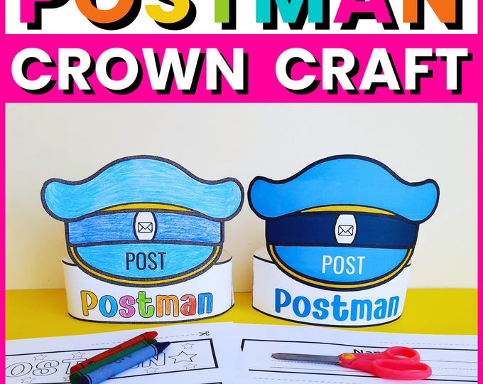 Printable Postman Hat Crown Craft: Labor Day Community Helpers Hats ...