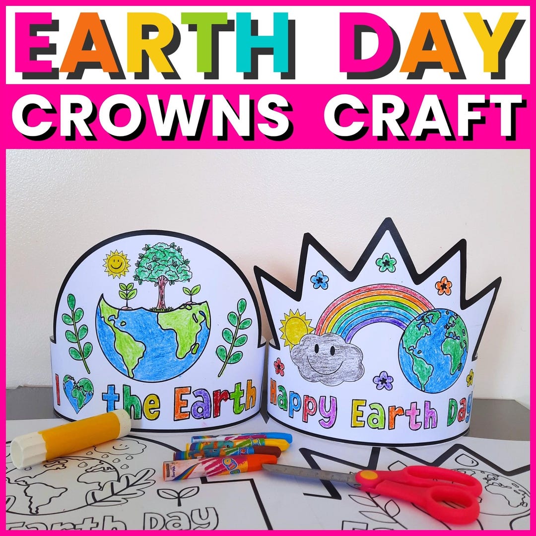 Earth Day Crown Craft, Earth Day Hat Headband Coloring Pages, Earth ...