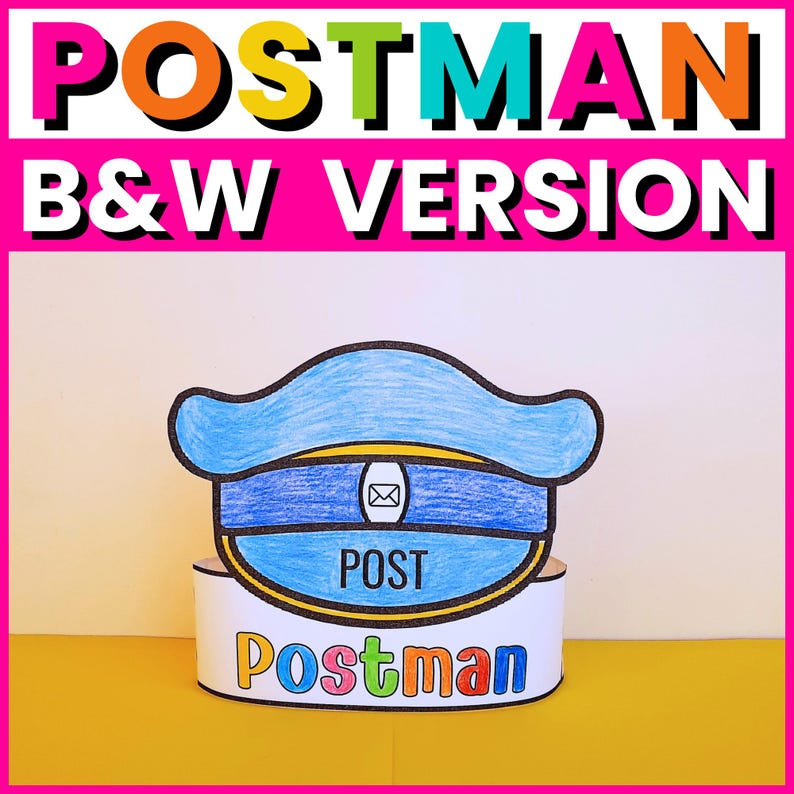 Printable Postman Hat Crown Craft: Labor Day Community Helpers Hats ...