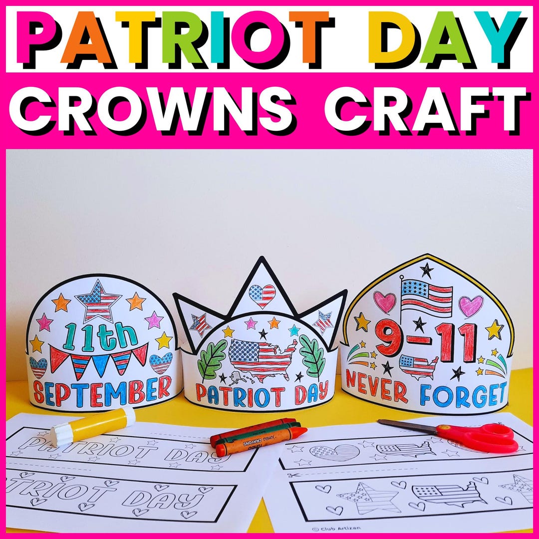 Patriot Day Crown Hat Craft, September 11th Patriot Day Coloring Pages ...