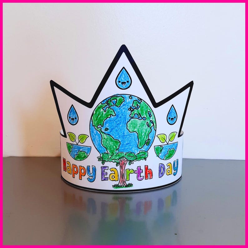 Earth Day Crown Craft, Printable Paper Hat Headband, Kids Coloring ...