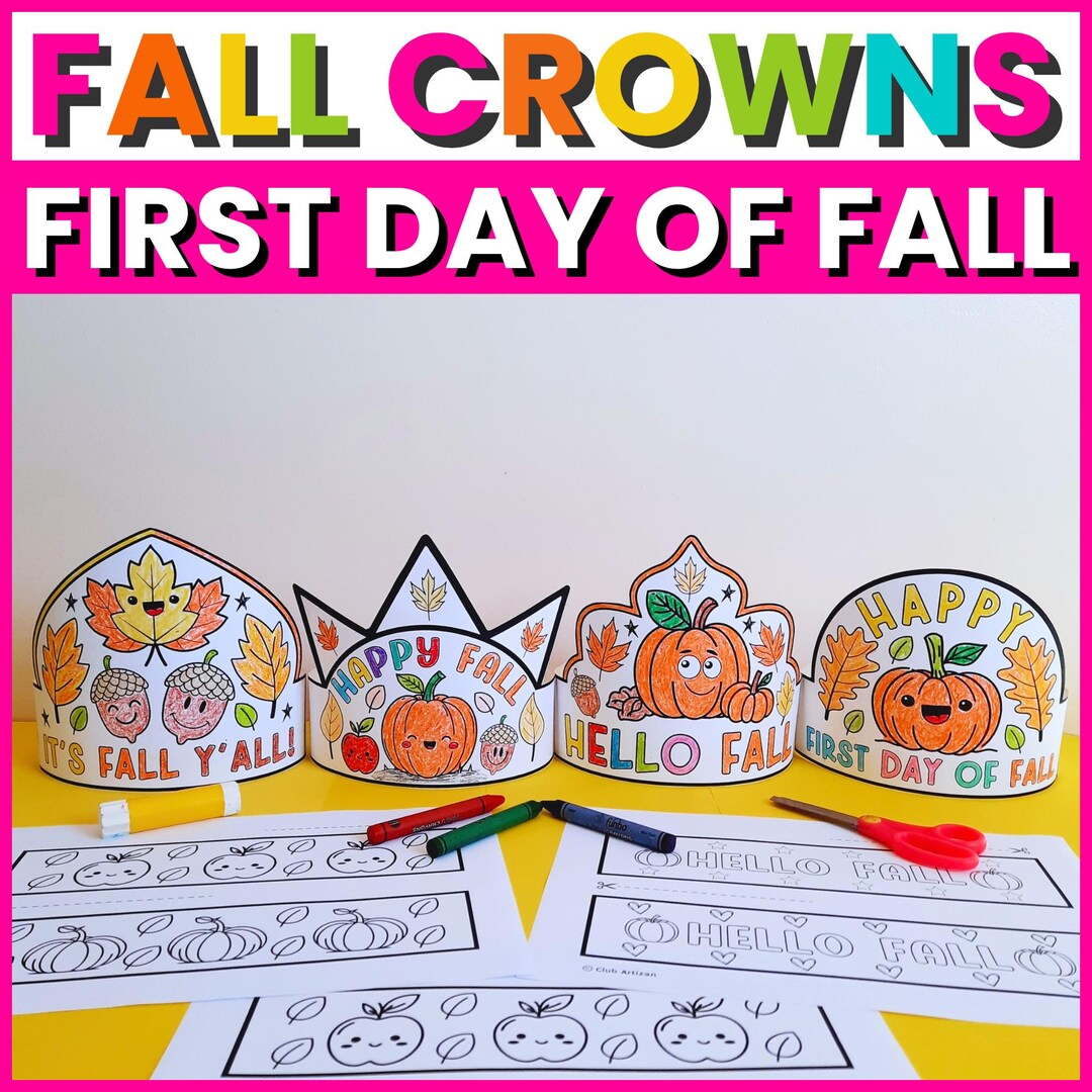 First Day of Fall Crown Hat Craft, Fall Coloring Pages Activities ...